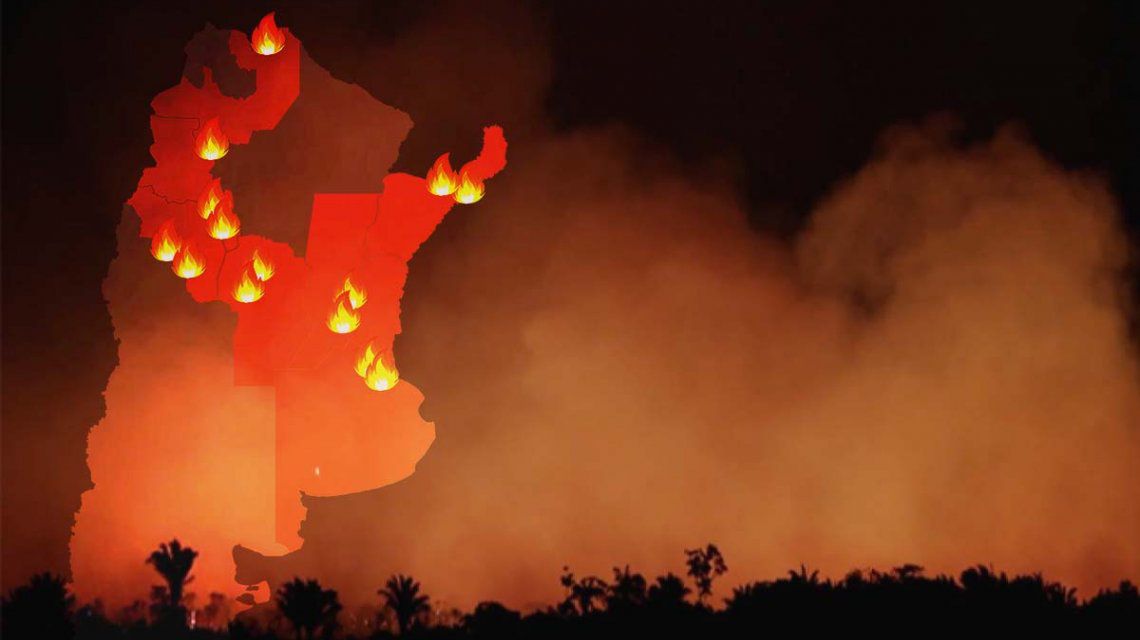 URGENTE: continúan los incendios en 9 provincias: el mapa del fuego ...